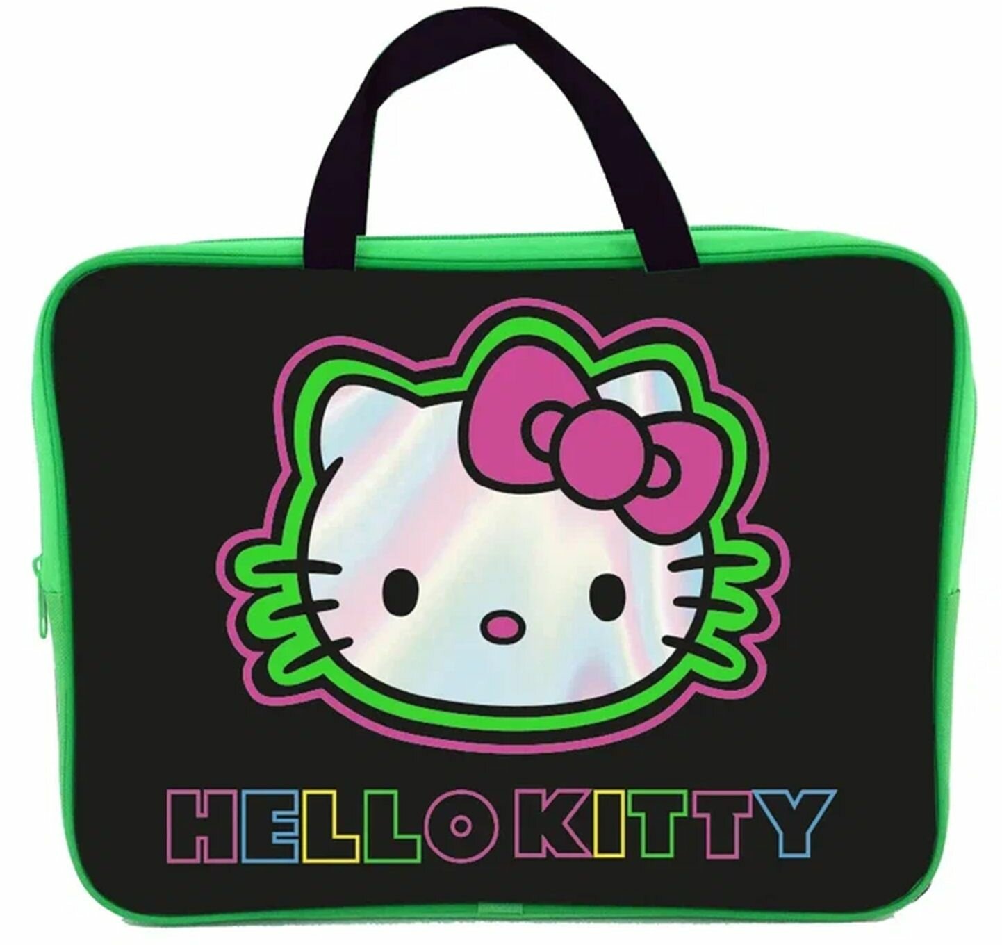 Папка с ручками "Hello Kitty Neon" формат А4, на молнии