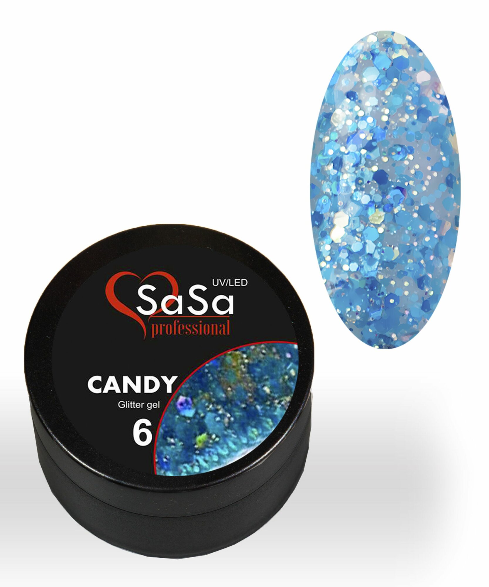 SaSa Глиттер-гель СANDY #06, 5 гр.