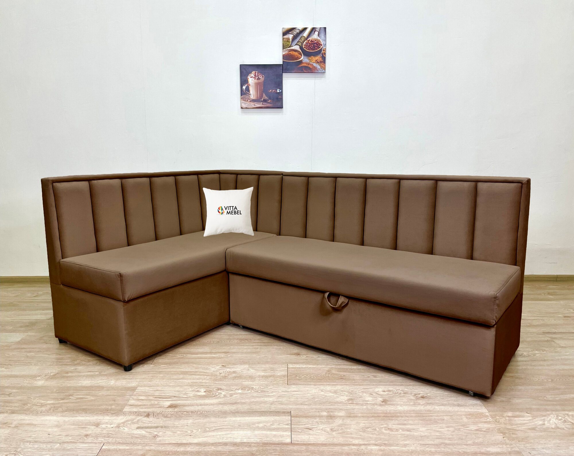 Кухонный уголок Santorini угол левый, коричневый