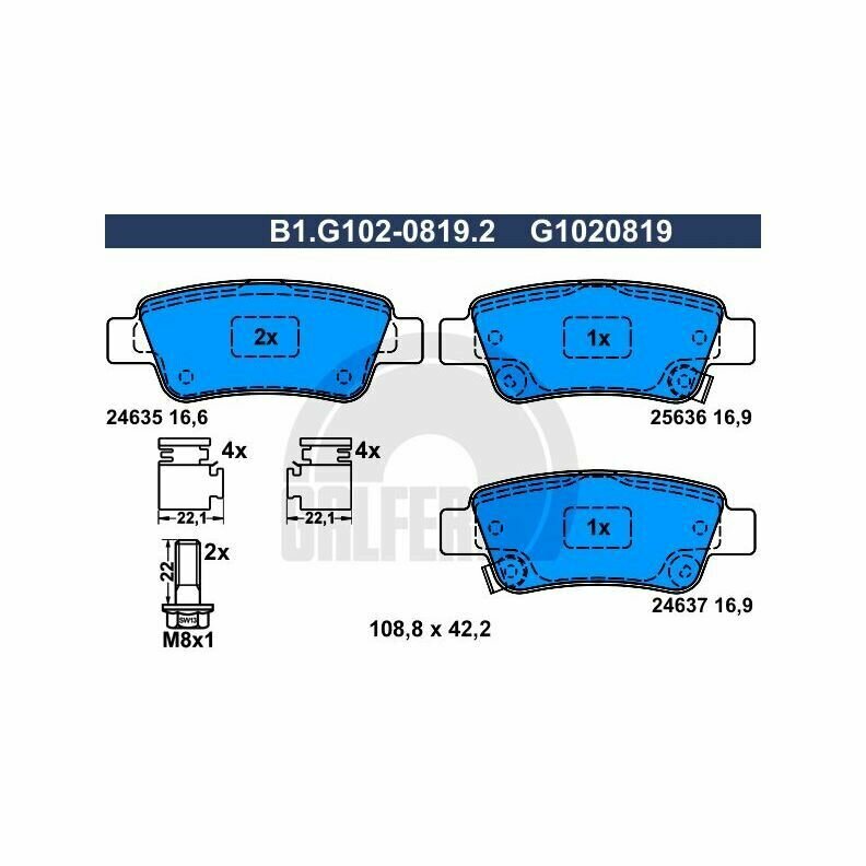 B1G10208192 Колодки торм. зад./дат. GALFER