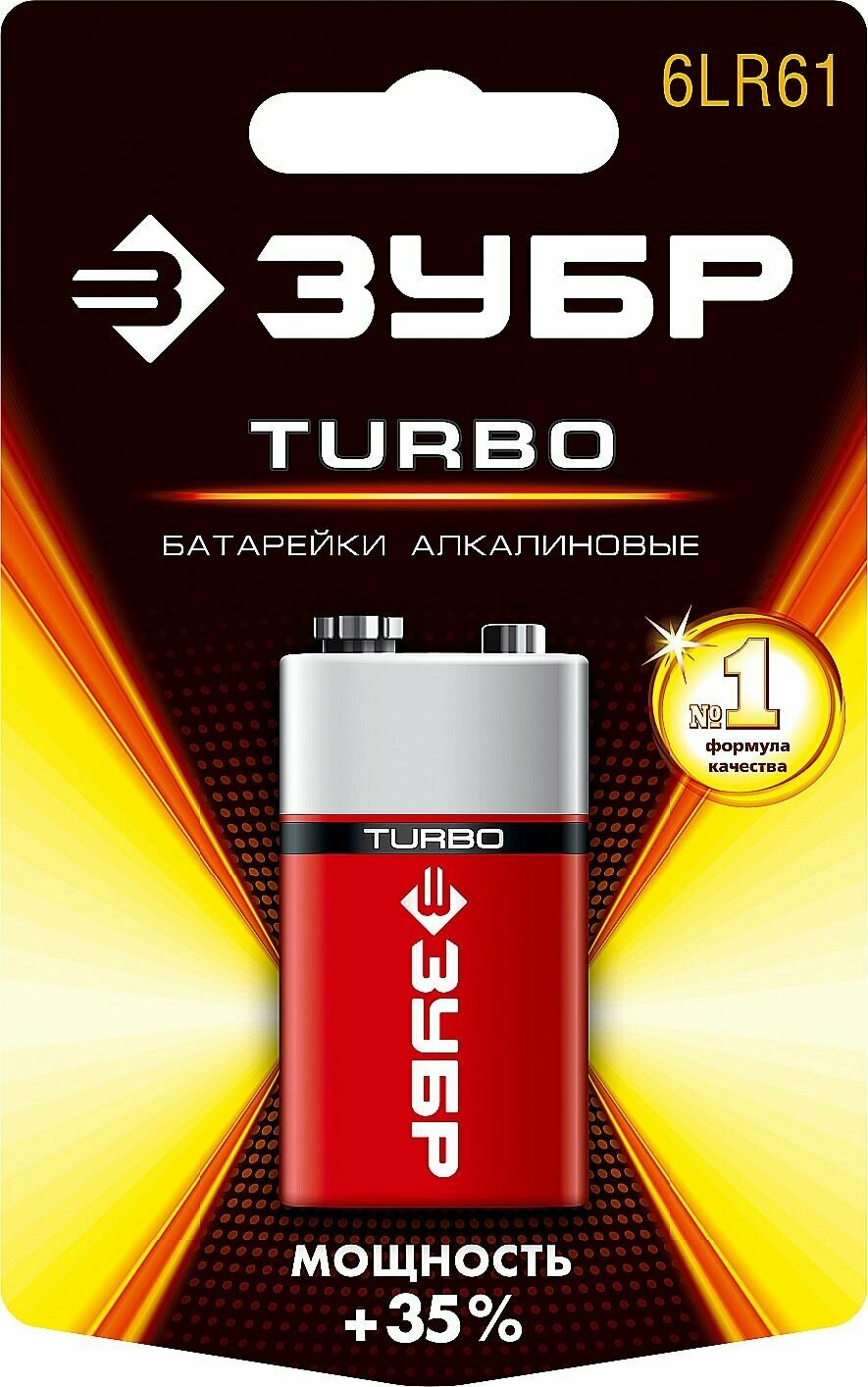 TURBO, 6LR61 (крона), 1 шт, 9 В, алкалиновая батарейка (592