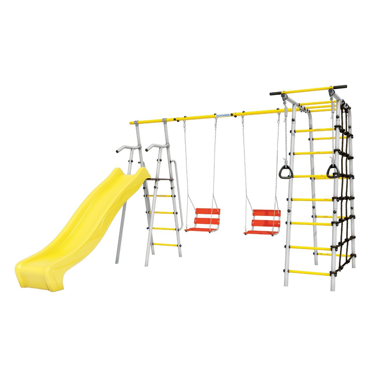 Спортивно-игровой комплекс Romana "Богатырь Плюс 2 MAX", качели цепные 103.12.07, серый/жёлтый