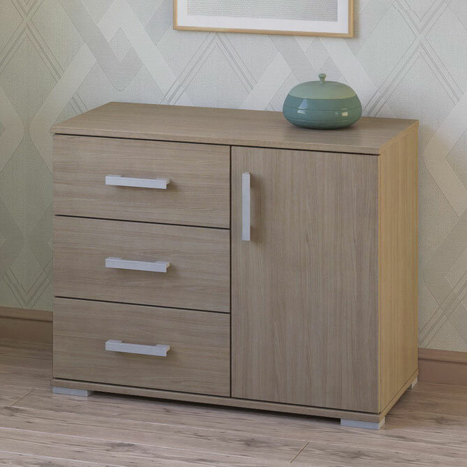 Комод с 3 ящиками и дверцей МагМебель №23 ясень шимо светлый
