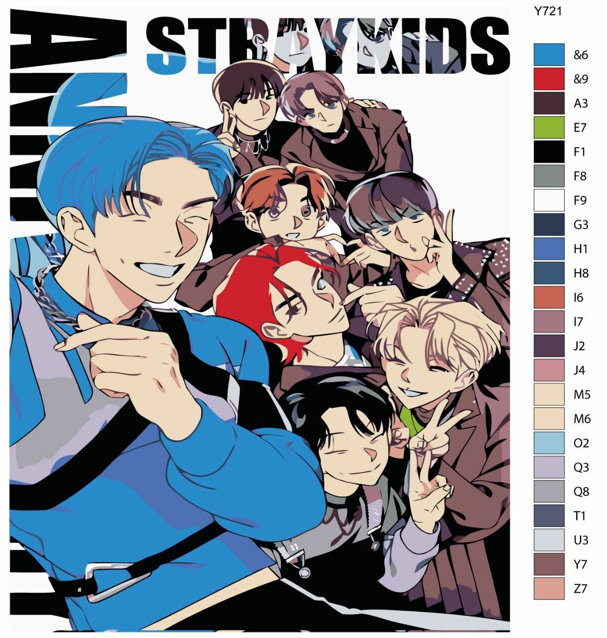 Картина по номерам Y721StrayKids "K-pop группа - Stray Kids (Стрей Кидс)" 40x50 см