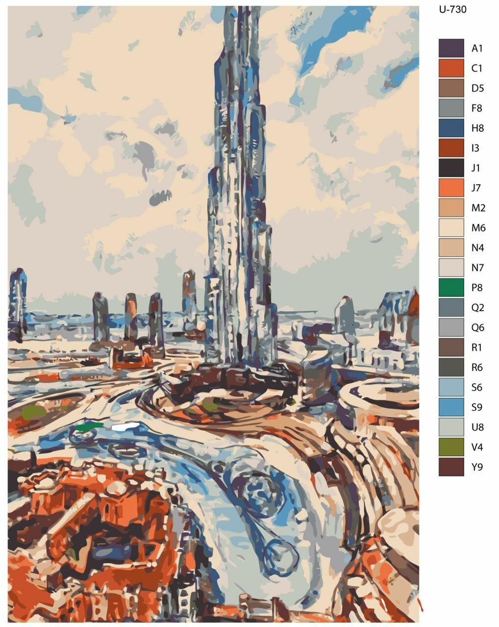 Картина по номерам U-730 "Дубай. Башня Бурдж-Халифа" 40x60 см