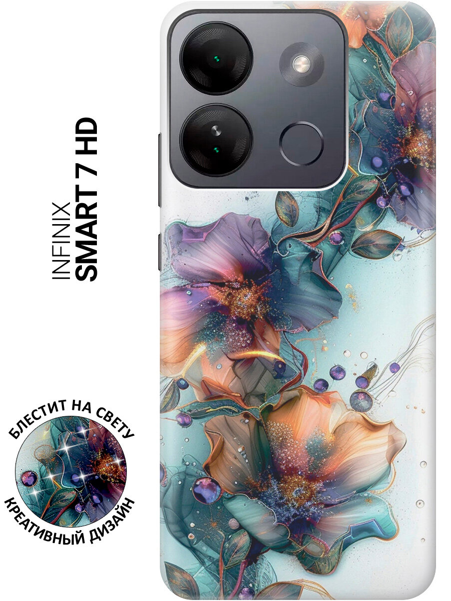 Силиконовый чехол на Infinix Smart 7 HD с принтом "Мистические цветы"