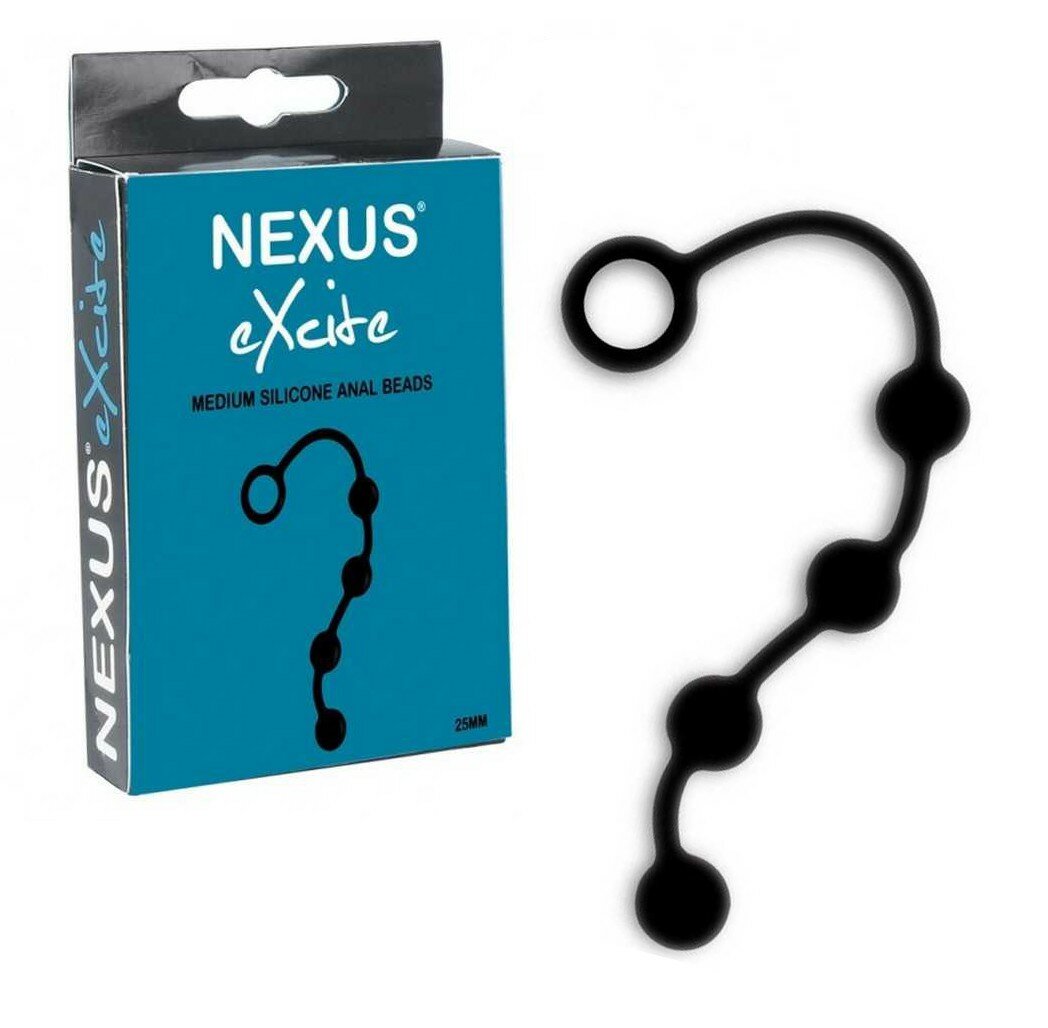 Анальная цепочка Nexus Excite M силиконовая из 4 шариков чёрная 21 см