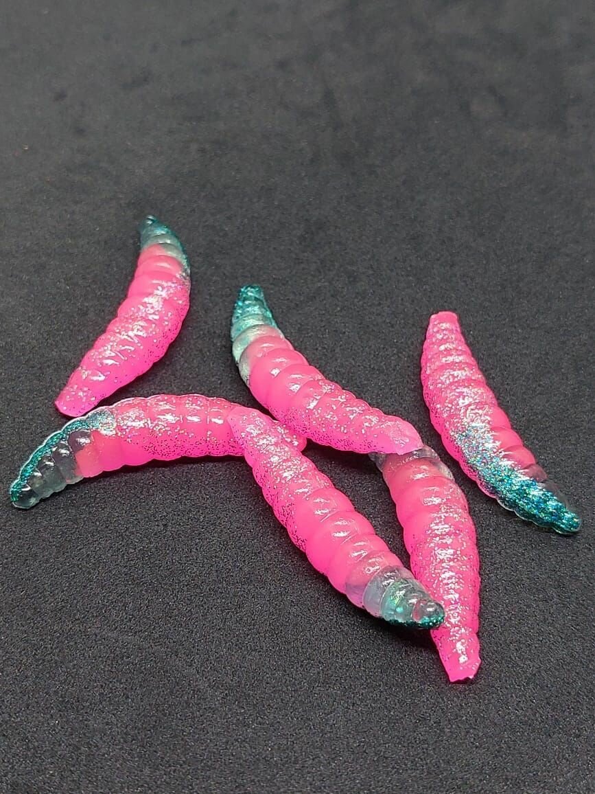 Форелевая приманка Big Maggot. 48 мм. Розовый бирюза