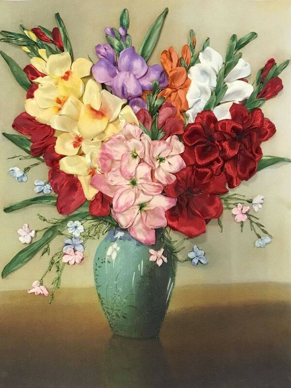 Набор для вышивания Многоцветница #МЛ(н) 3034 Гладиолусы, Вышивка лентами, 26 х 35 см