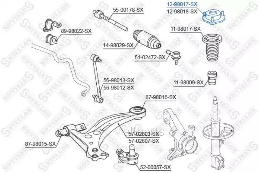 STELLOX 1298017SX опора амортизатора переднего правого!\ Toyota Camry 2.2-3.0 96-99