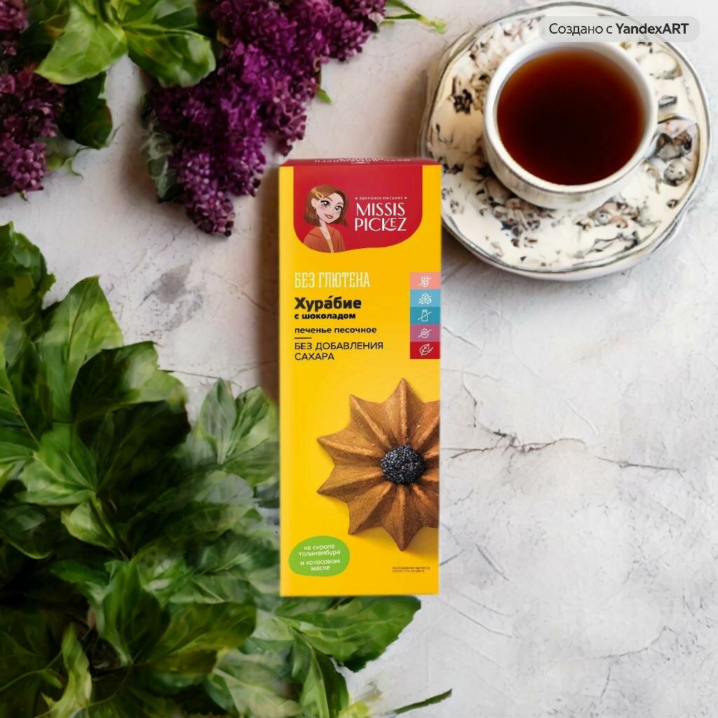 NEW! Печенье Хурабие с шоколадом, без сахара И без глютена, Missis Pickez, 100 г