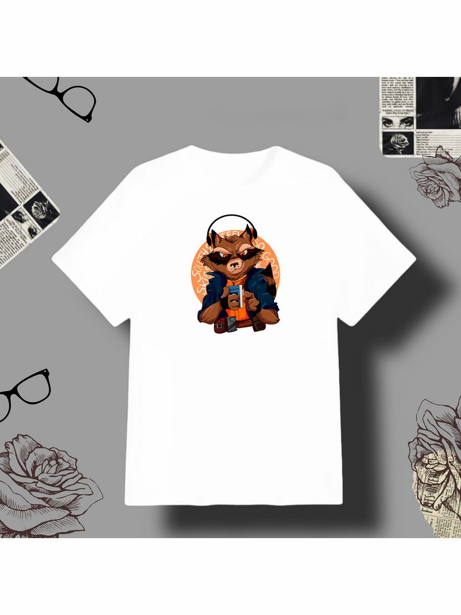 Футболка енот стражи галактики ракета