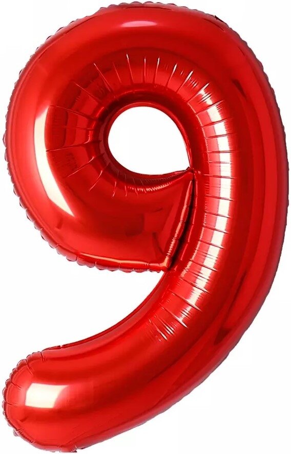 Шар (32'/81 см) Цифра, 9, Красный, 1 шт. в уп.