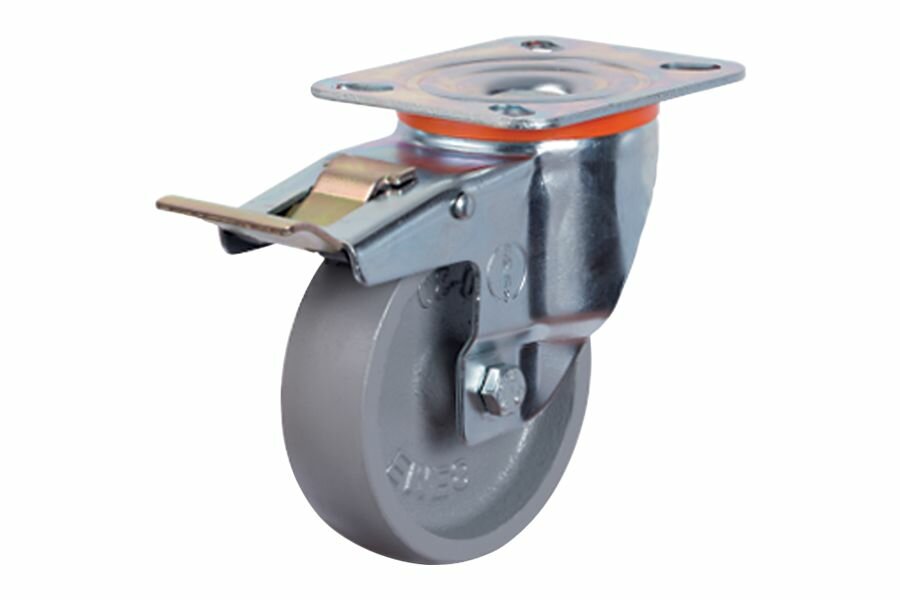 Колесо с поворотной платформой и тормозом D 100 мм до 140 кг EMES EM01VKV100X30F