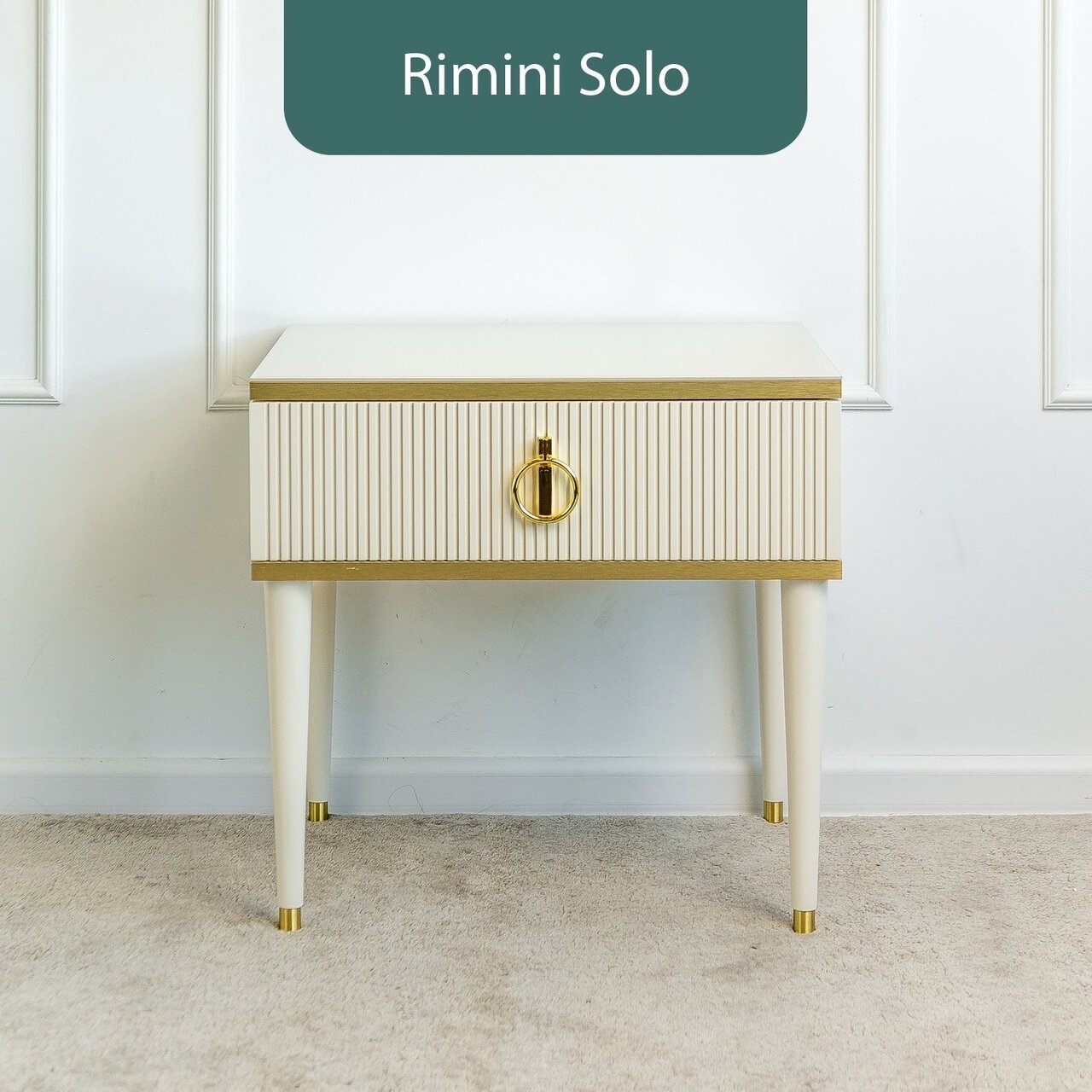 Тумба прикроватная Rimini Solo. Слоновая кость/золото