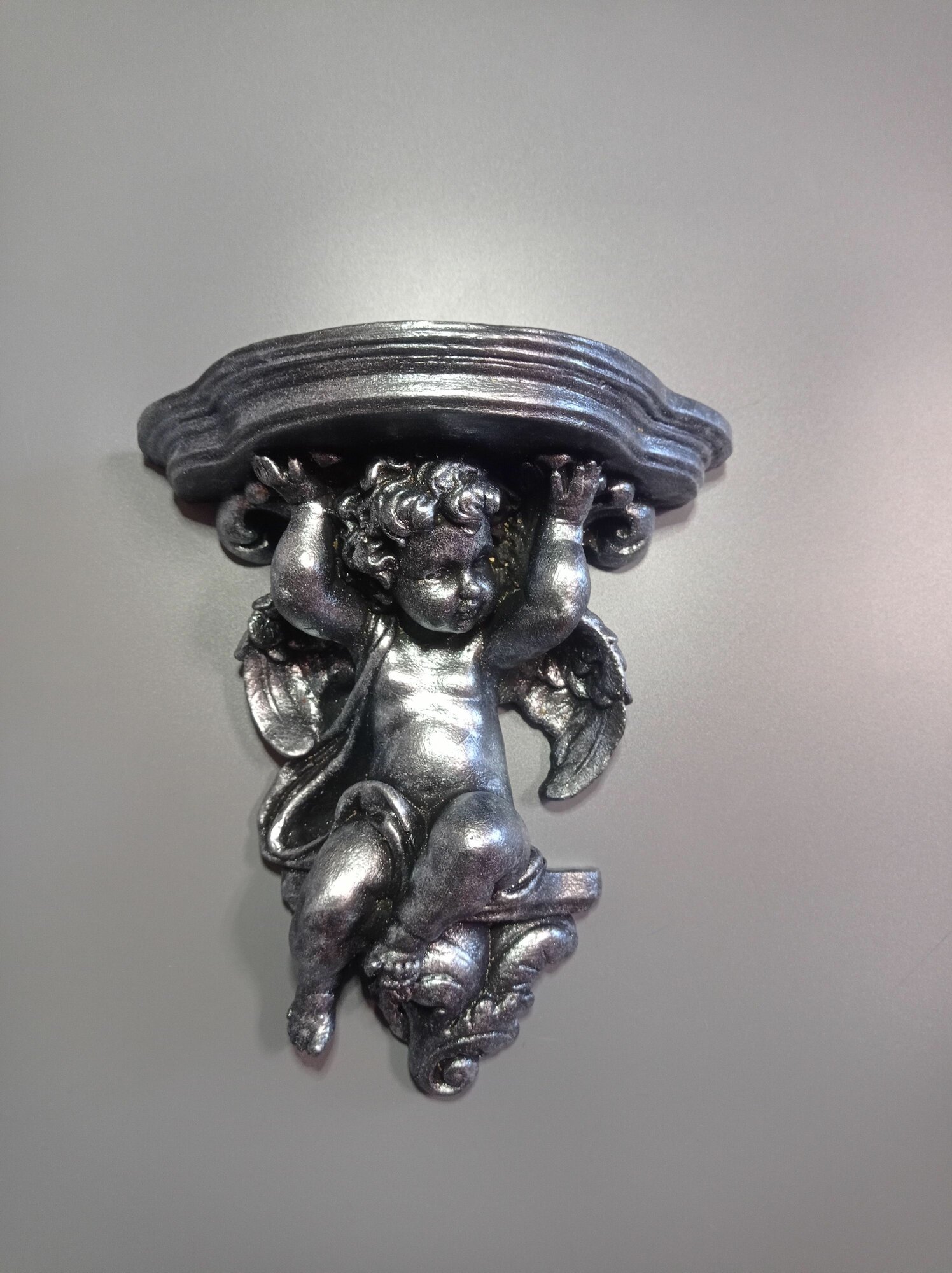 Настенная декоративная полка "Ангел" серебряный