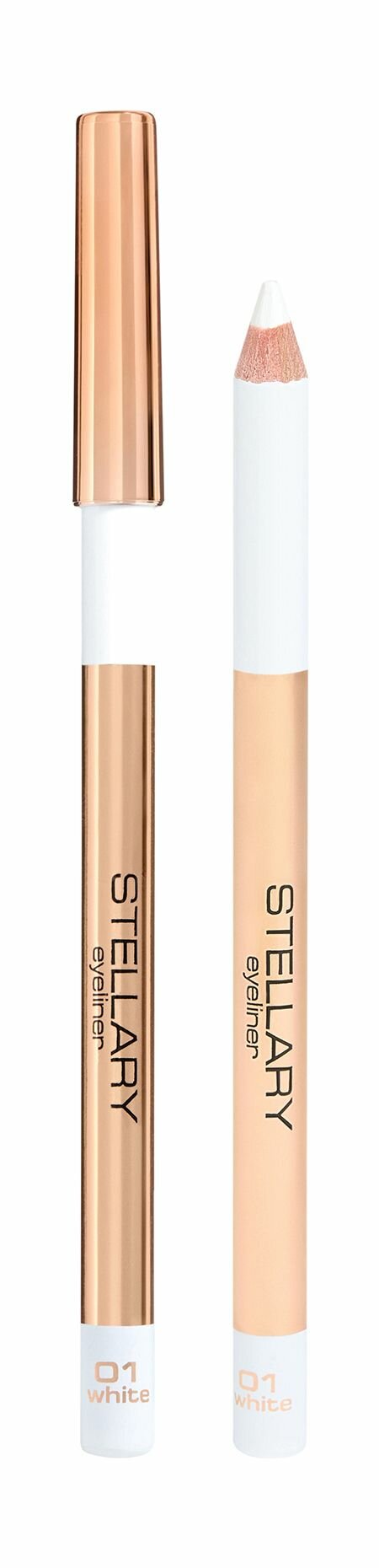 STELLARY Карандаш для глаз Eyeliner, мягкая текстура, 1.35 г, тон 01 Белый