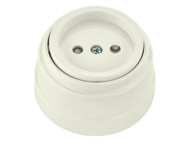 Розетка 1-ая (открытая, б/з, з/ш) бежевая, Ретро, BYLECTRICA (без монтажной панели) (РА16-0205беж)