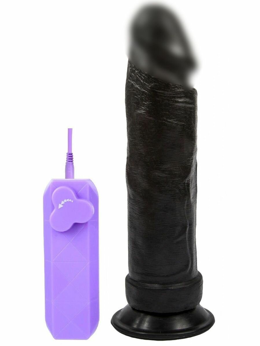 Вибратор на присоске с выносным блоком управления, черного цвета, реалистичный, 20.5см