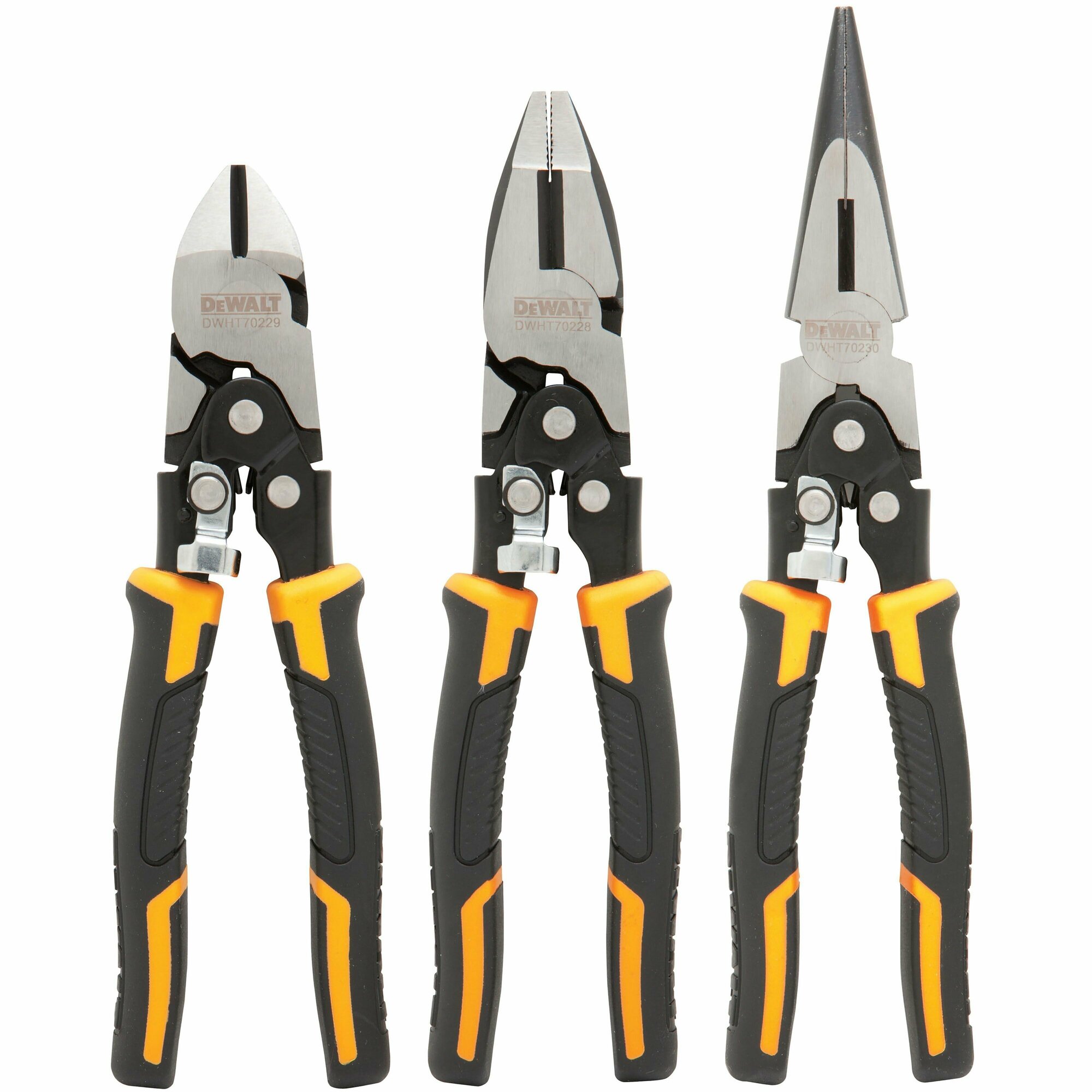 Набор DEWALT DWHT0-70485, плоскогубцы/длинногубцы/кусачки, сталь, чёрный, желтый