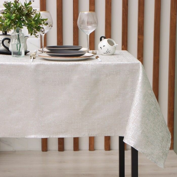 Скатерть Этель серебро 140*220 5 см, 100% п/э, 180гр/м2