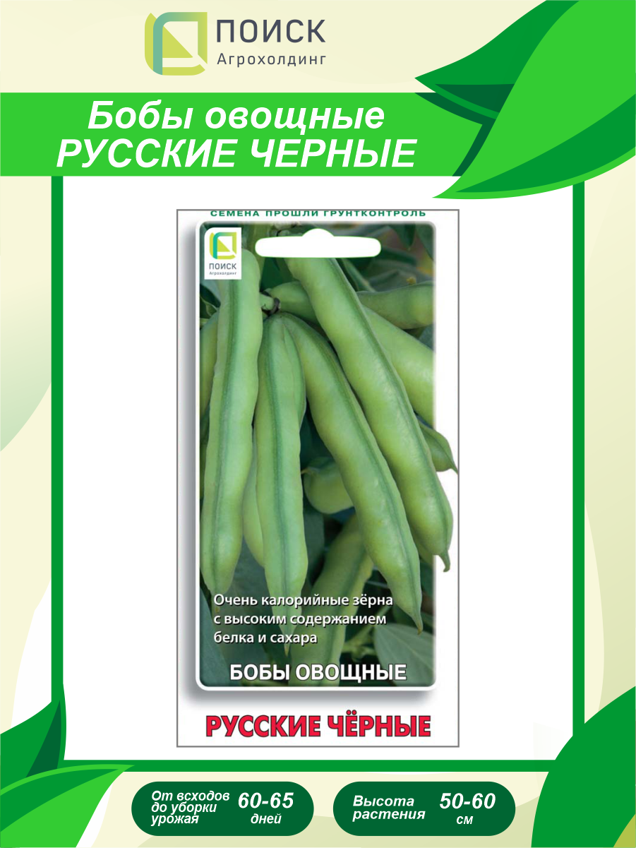 Семена Бобы овощные Русские чёрные 10 шт.