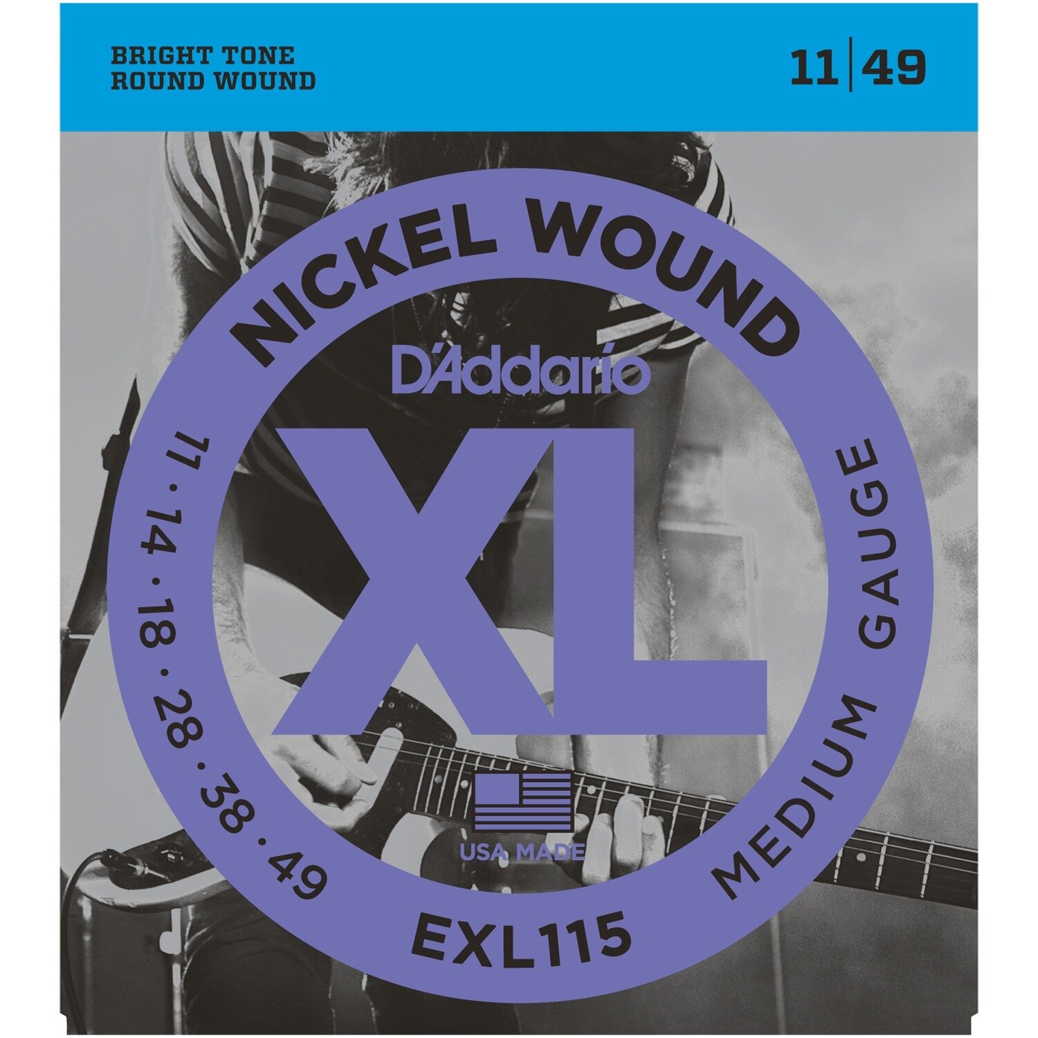 Струны для электрогитары D'Addario EXL115 Medium Blues-Jazz Rock Nickel Wound 11-49