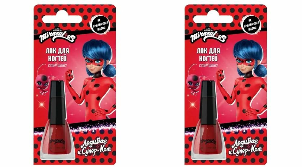 Miraculous Лак для ногтей Леди Баг и Супер Кот, 6 мл, 6 мл, 2 шт