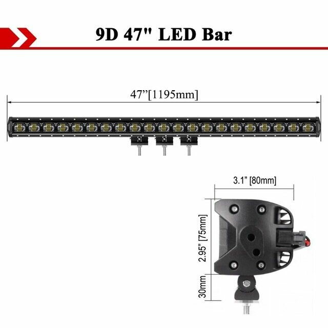 Светодиодная балка (панель) 9D LED Bar 210W CREE, CW6000K, крепление в комплекте, DC9-30V spot