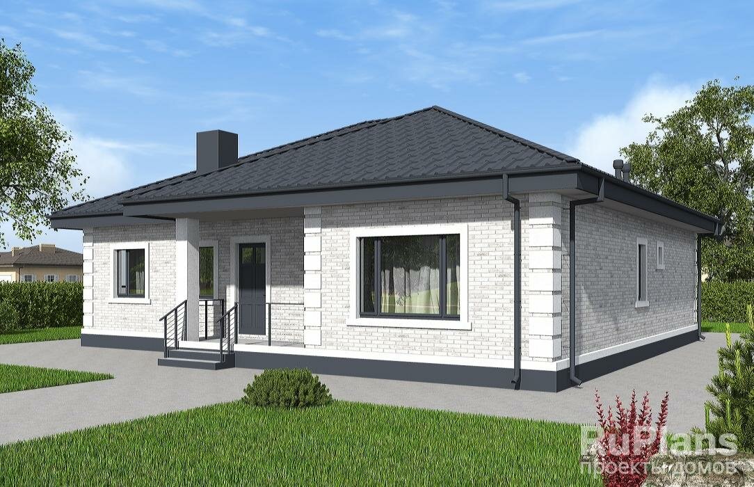 Одноэтажный дом с тремя спальнями и гостиной с выходом на террасу (118 м2, 13м x 14м) Rg6317