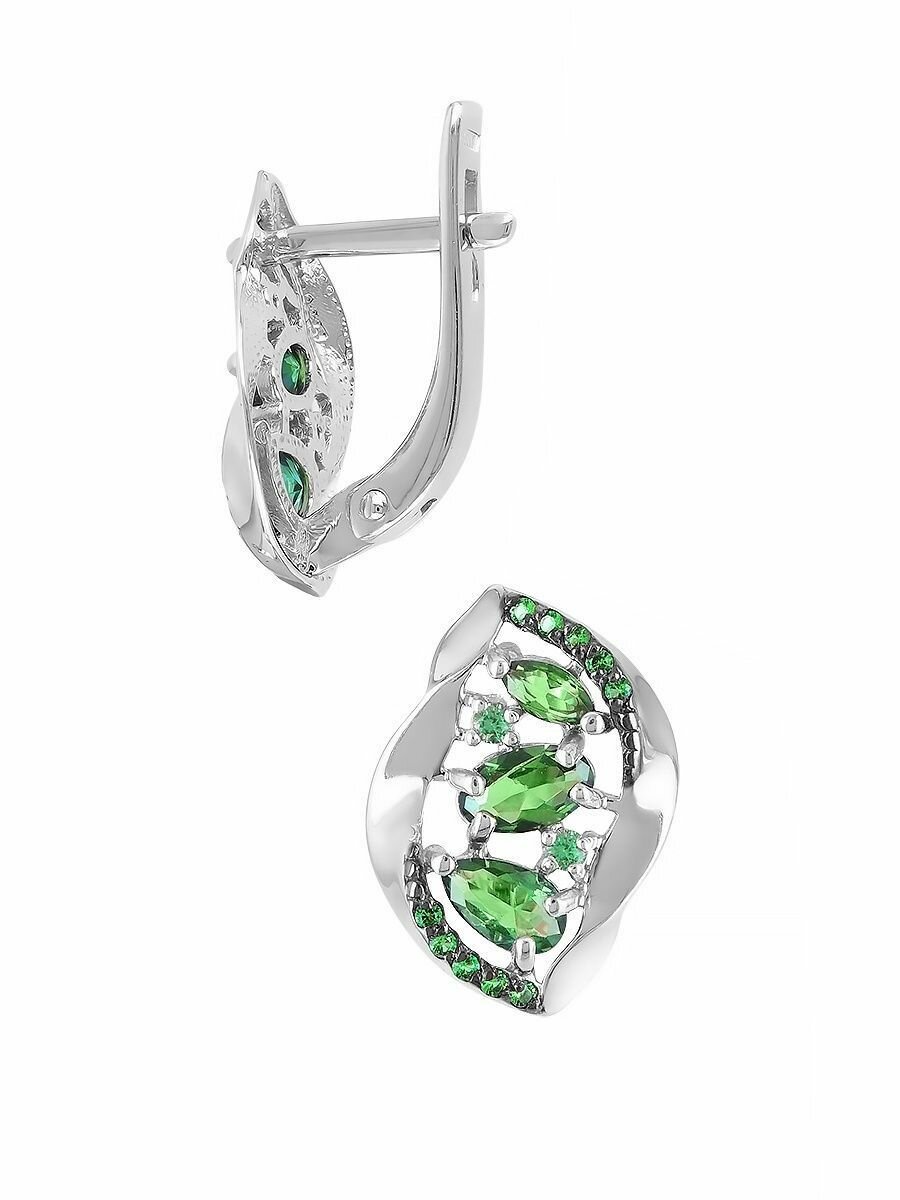 Серьги, серебро, 925 проба, кварц синтетический, фианит
