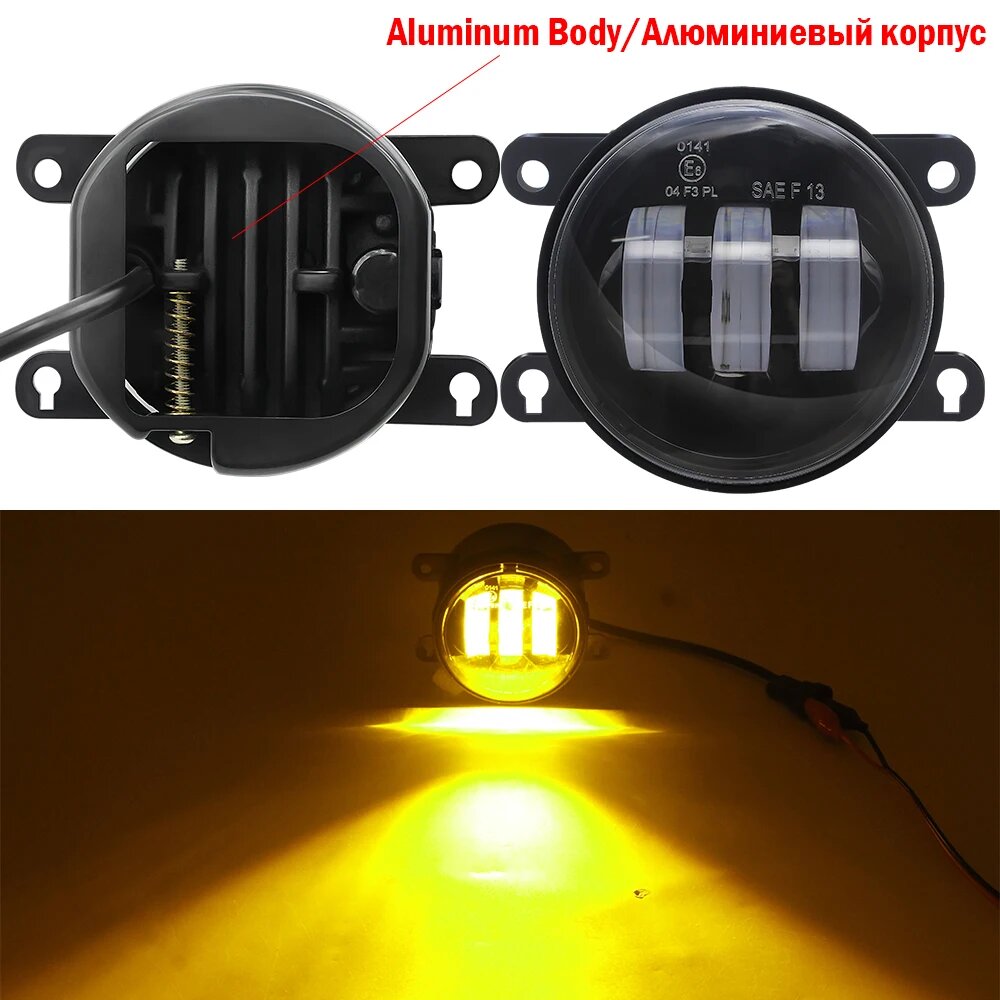 2 X светодиодный туман светильник 30 Вт 6000LM автомобильные передние противотуманные фары DRL для Ford Focus Fusion Fiesta Transit Explorer край Ranger Ka EcoSport C-Max Amber