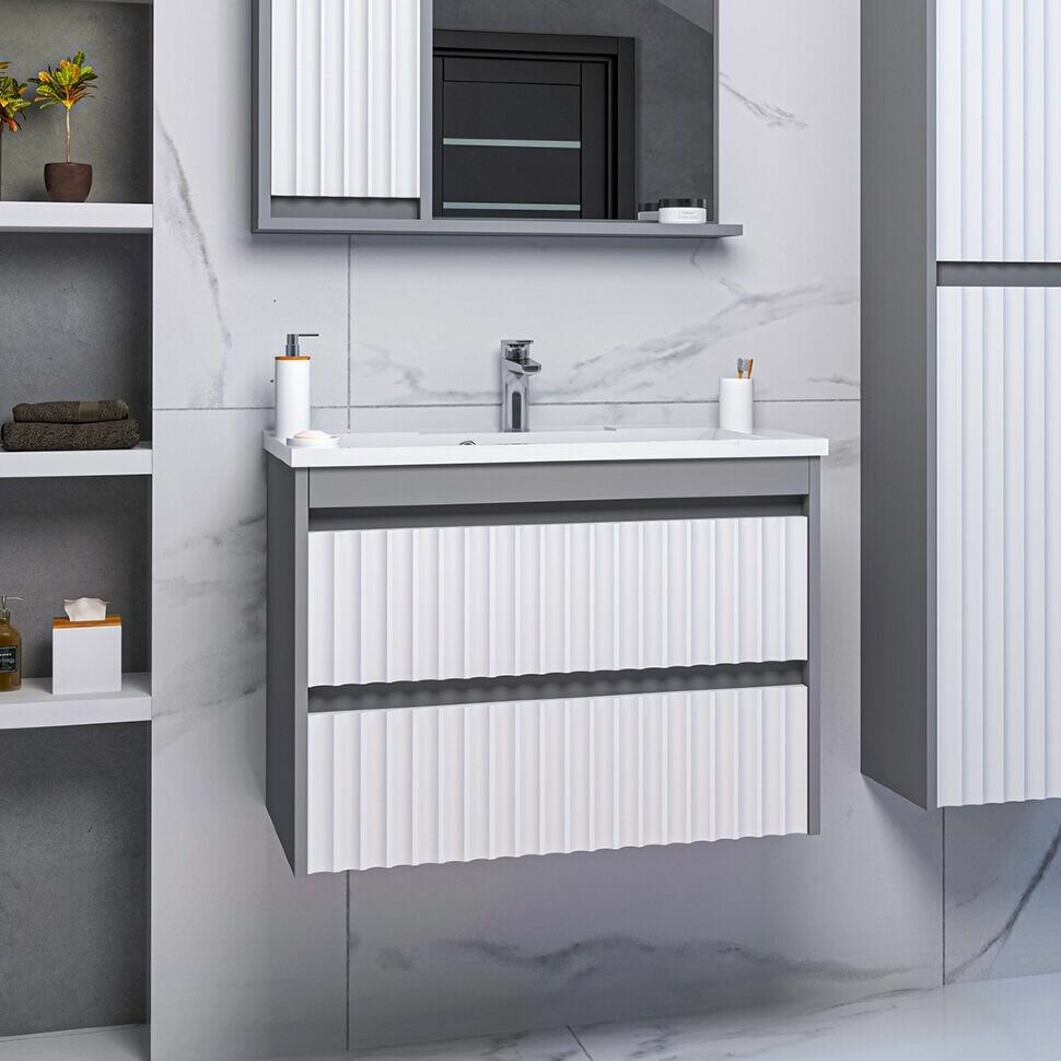 BALATON - 75 Тумба подвесная с 2 ящ. комбинированный / раковина