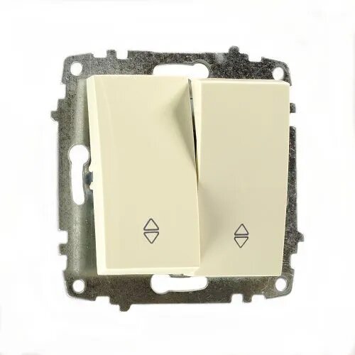 Выключатель без рамки Кремовый 2 клавишный проходной EL-BI ZENA,609-010300-211