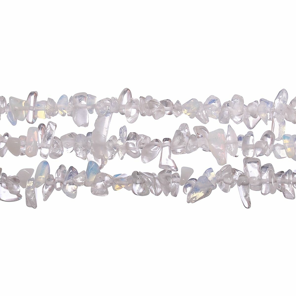 Бусины каменные, лунный камень (имитация), сколы, 2-7мм, 300 шт, низка