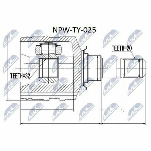 ШРУС Nty NPWTY025 для Toyota Avensis