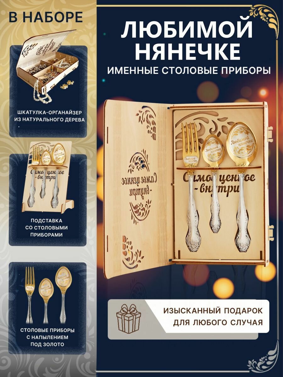 Набор подарочный с надписью Любимой нянечке идеальным подарком с индивидуальной гравировкой