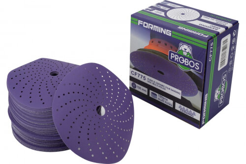 Круг шлифовальный c мультипылеотводом Purple Probos P320, CERAMIC FILM Hookit CF775, 150 мм, 100 шт/уп