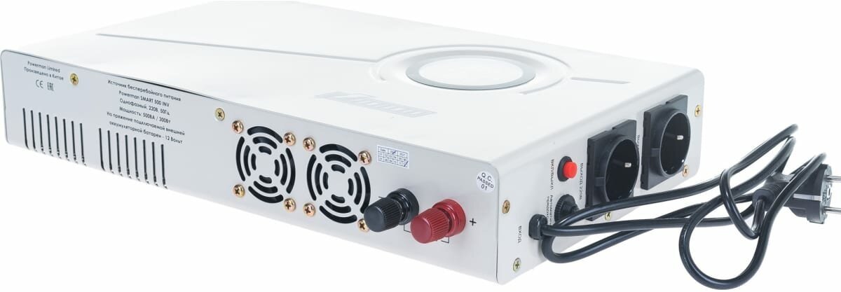 ИБП Powerman Smart 500 INV, линейно-интерактивный, 500 ВА/300 Вт, многоуровневая защита, индикация, белый — фото 1