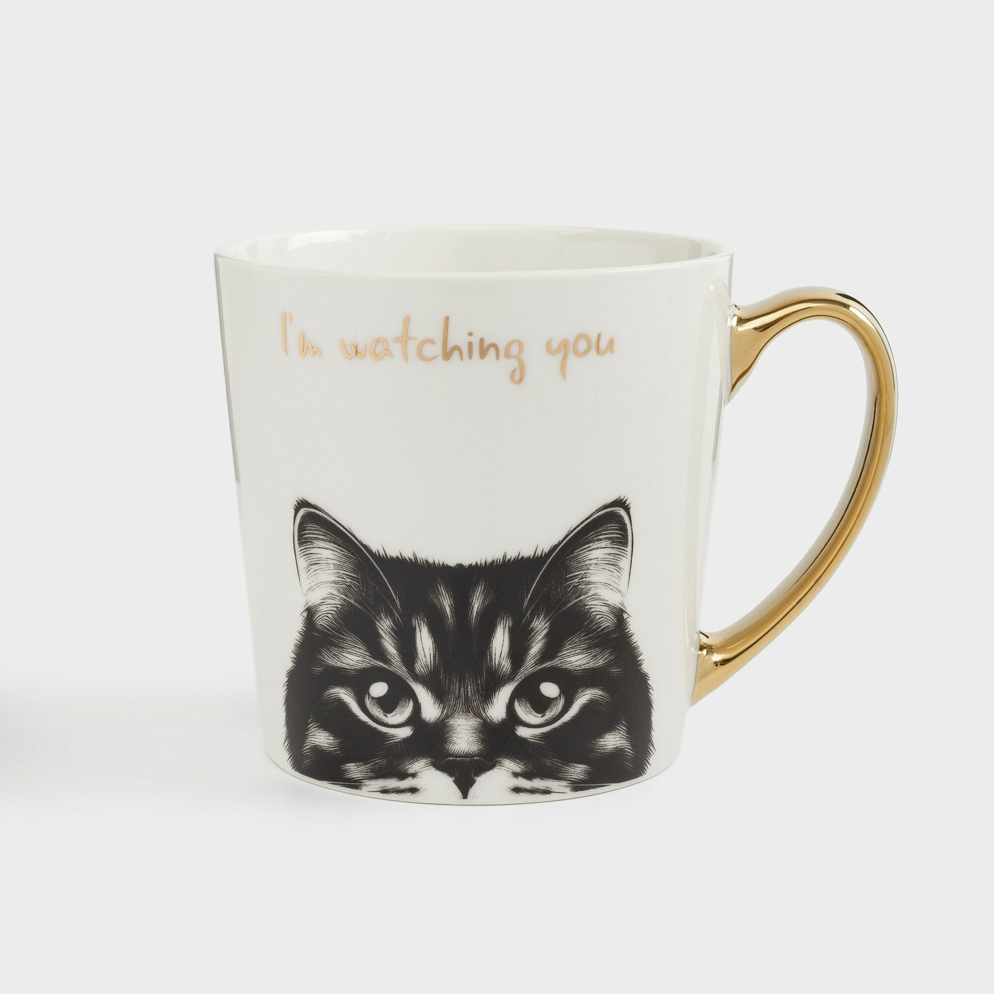 Кружка, 500 мл, фарфор N, бело-золотистая, Кот, Cat, Kuchenland