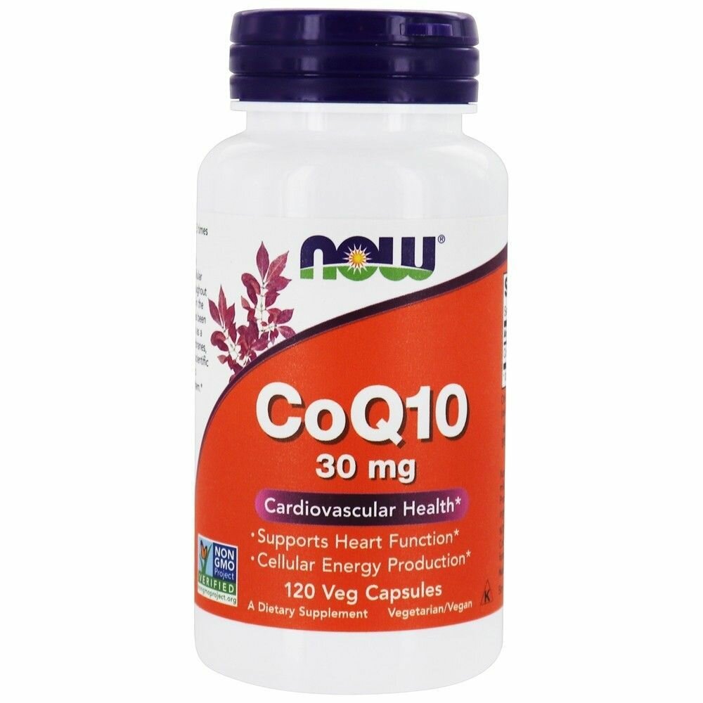 Now Кофермент Q10, Нау CoQ-10 30 mg, Для сердца и сосудов, 120 vcaps