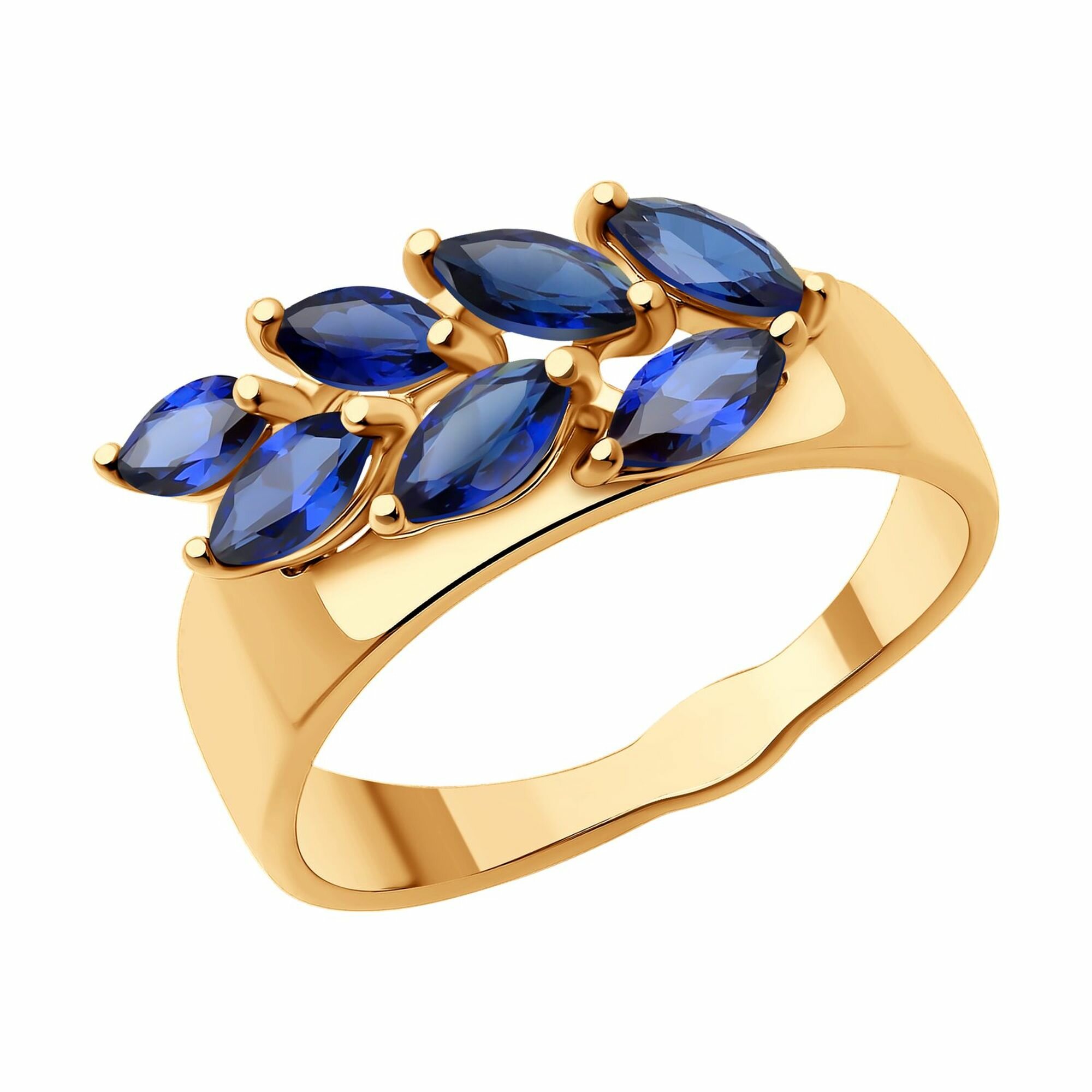 Кольцо, красное золото, 585 проба, корунд