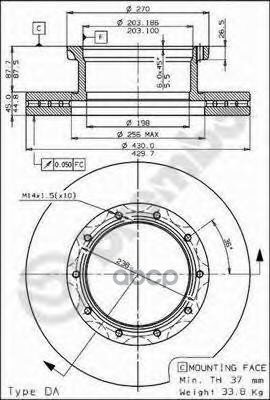 Диск Тормозной Bpw - 430X42x132.6 Brembo арт. 09.7380.30