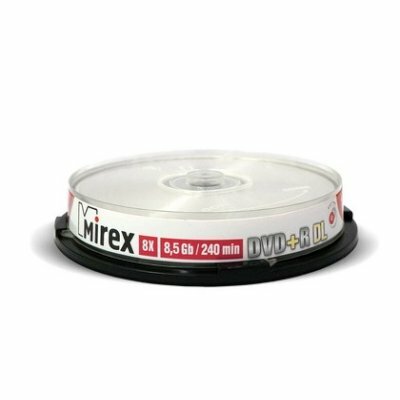 Диск DVD+R Mirex 8.5 Gb, 8x, Cake Box (10), Ink Printable, Dual Layer (10/300)