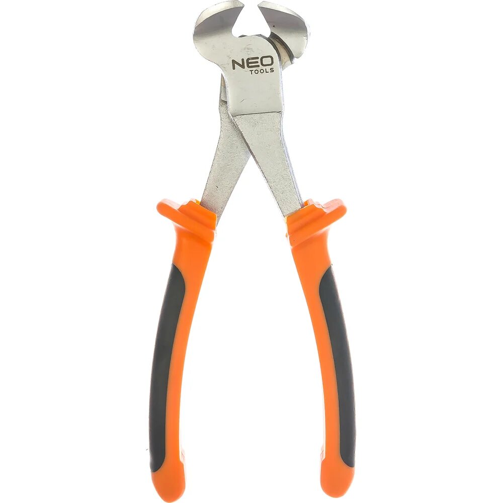 Торцовые кусачки NEO Tools, сталь 45, двухкомпонентные рукоятки черный/оранжевый, обычная заточка лезвия, бытовой класс