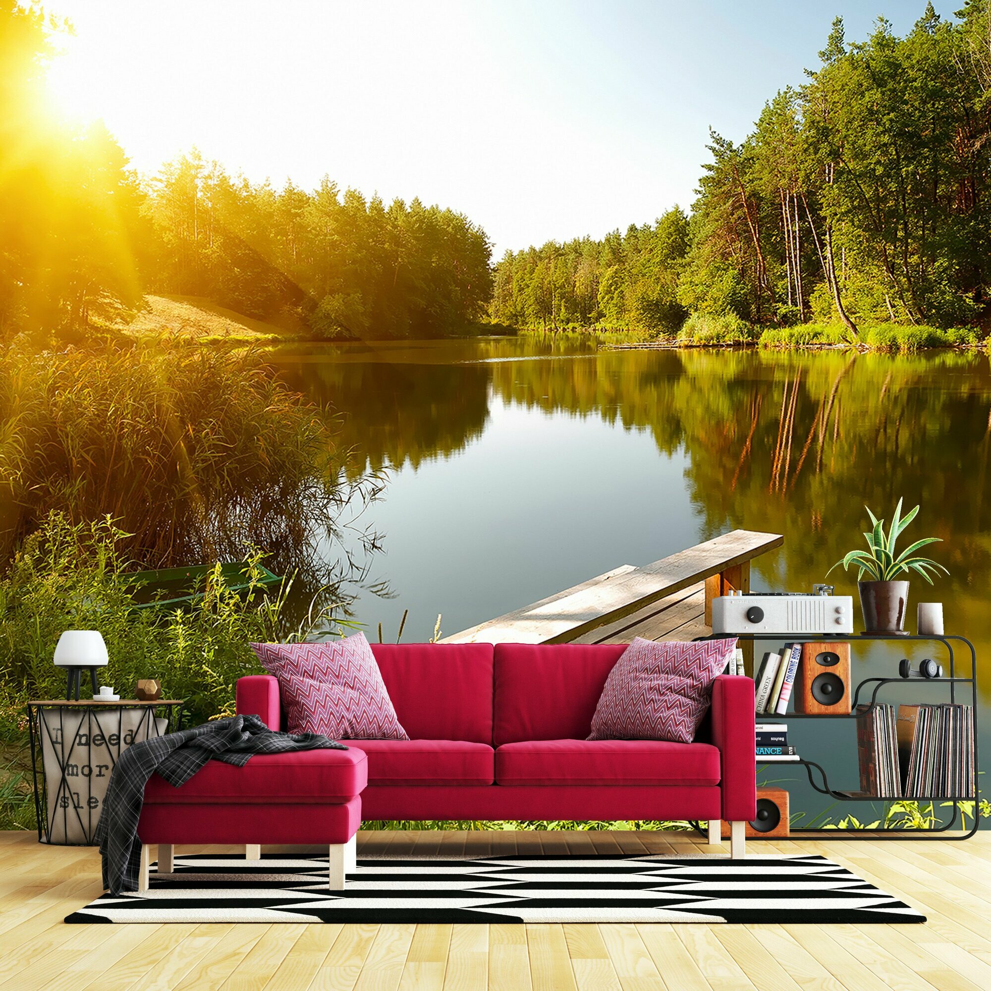 Фотообои на стену "Берег реки" флизелиновые 300х260 см / фото обои на кухню, в зал, на дачу, в коридор моющиеся