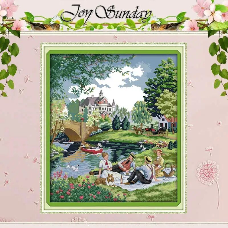 Набор для вышивки крестом Joy Sunday 14CT "Пикник в Подмосковье" с печатью