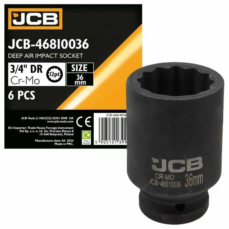 Головка ударная глубокая 3/4", 36мм (12гр.) JCB