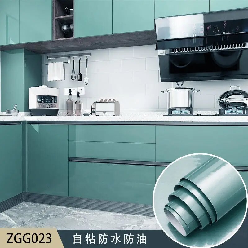 Самоклеящиеся обои из ПВХ, фотообои для ванной комнаты, кухни, шкафов, виниловая контактная бумага, водонепроницаемая клейкая бумага для домашнего декора Shiny Jade Green, 60cm x 3m