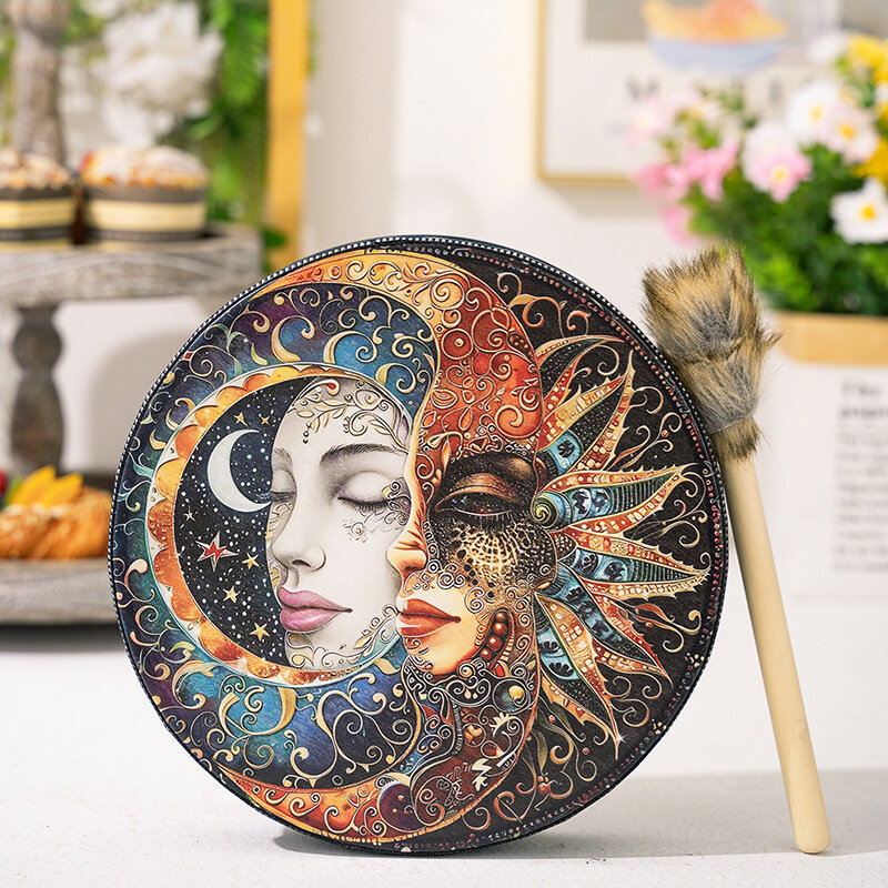 Барабан ручной, музыкальный и декоративный, Бубен шаманский, 25 см, Богиня Луны
